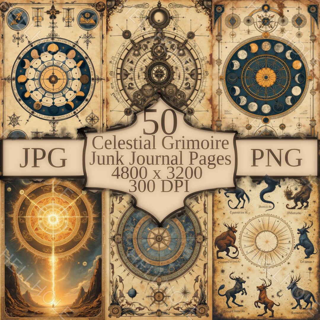 Celestial Grimoire Illustration Set With Symbols, Divine Diagrams and ...