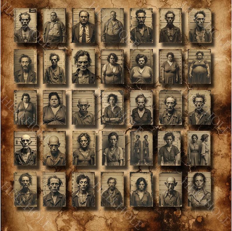 Crime & Punishment: 50 Mugshot Illustrations – Vintage Police Records ...
