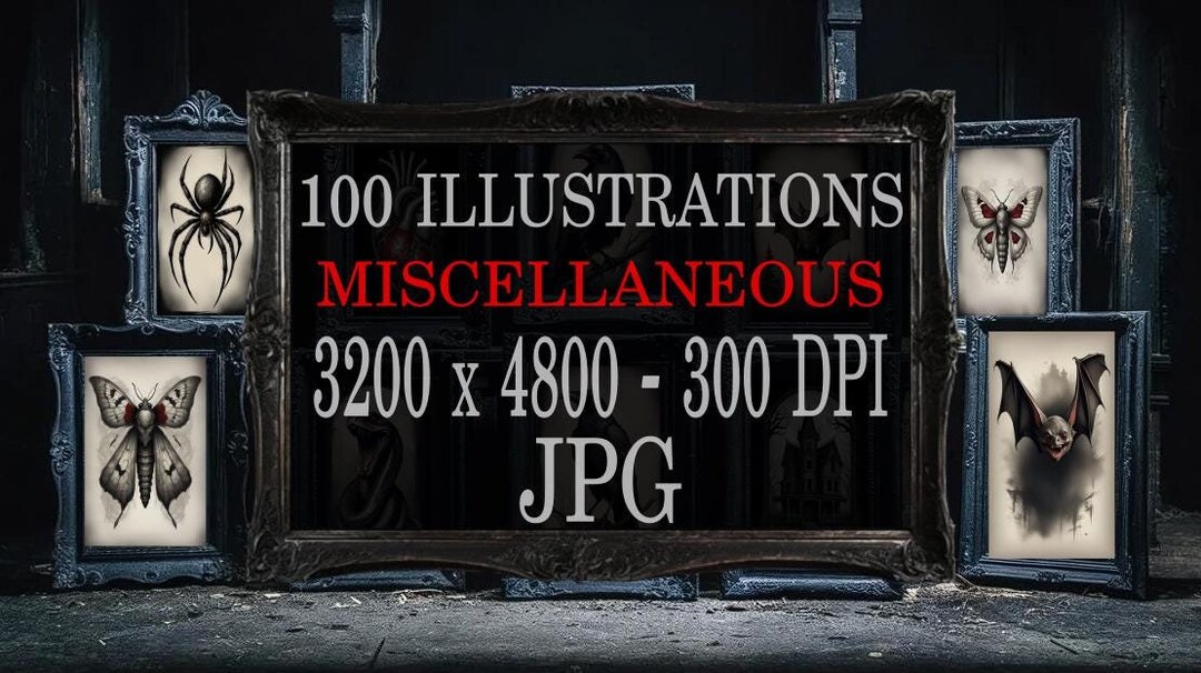 Vintage Horror Illustration Pack | Retro Scary Art Prints | Printable ...