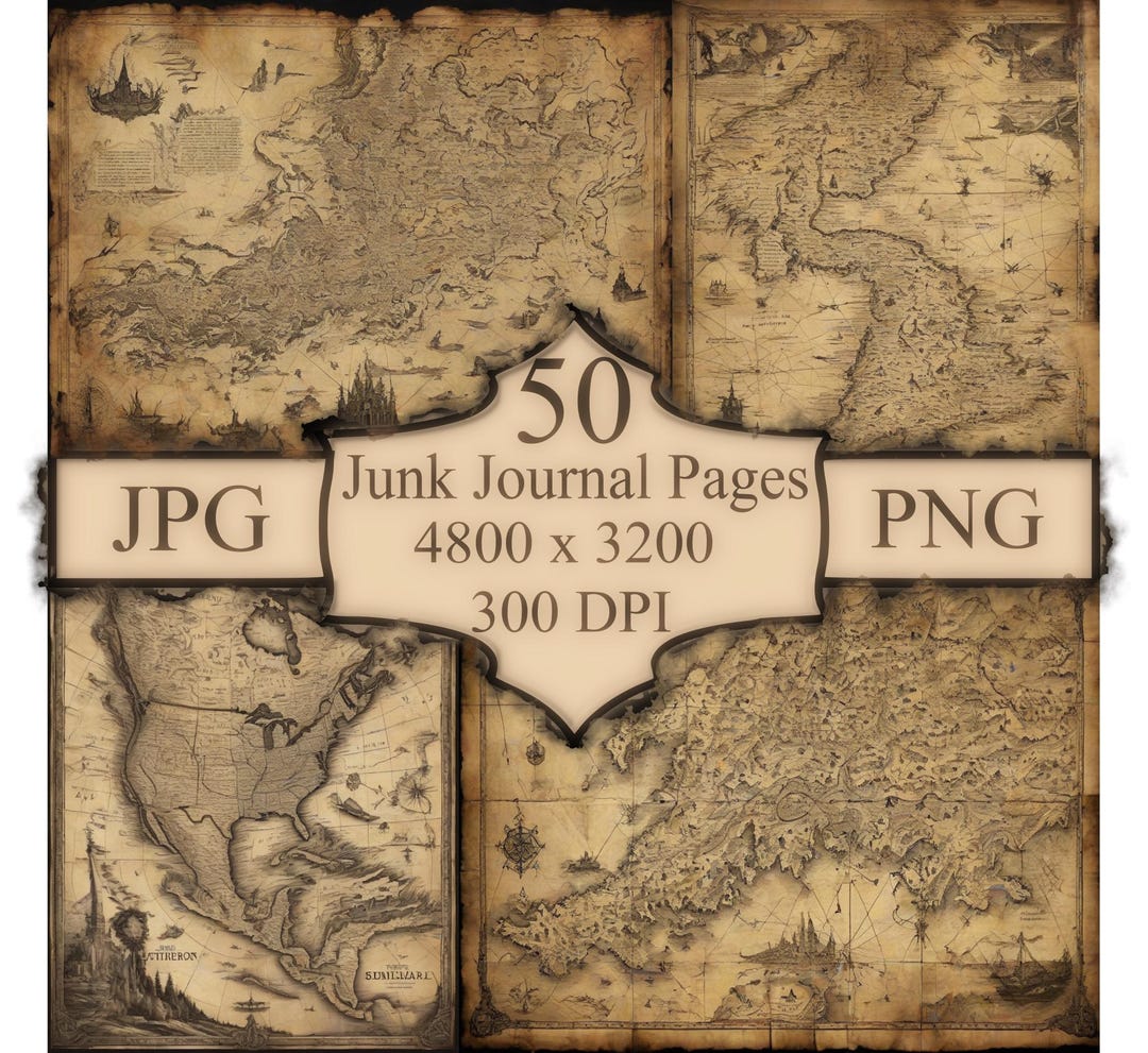 50 Vintage Fantasy Map Illustrations: RPG World Maps (digital Download ...