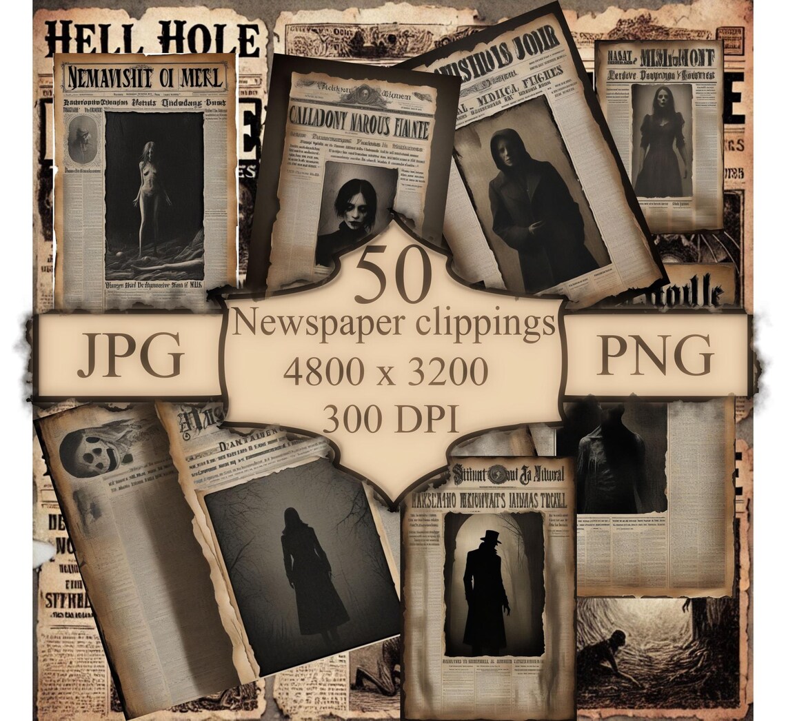 Printable Horror Newspaper Clippings - Vintage Ephemera Digital ...