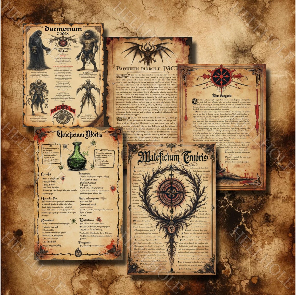 Witch Grimoire Pages (50), Spells, Curses, Demon Invocations, Occult ...