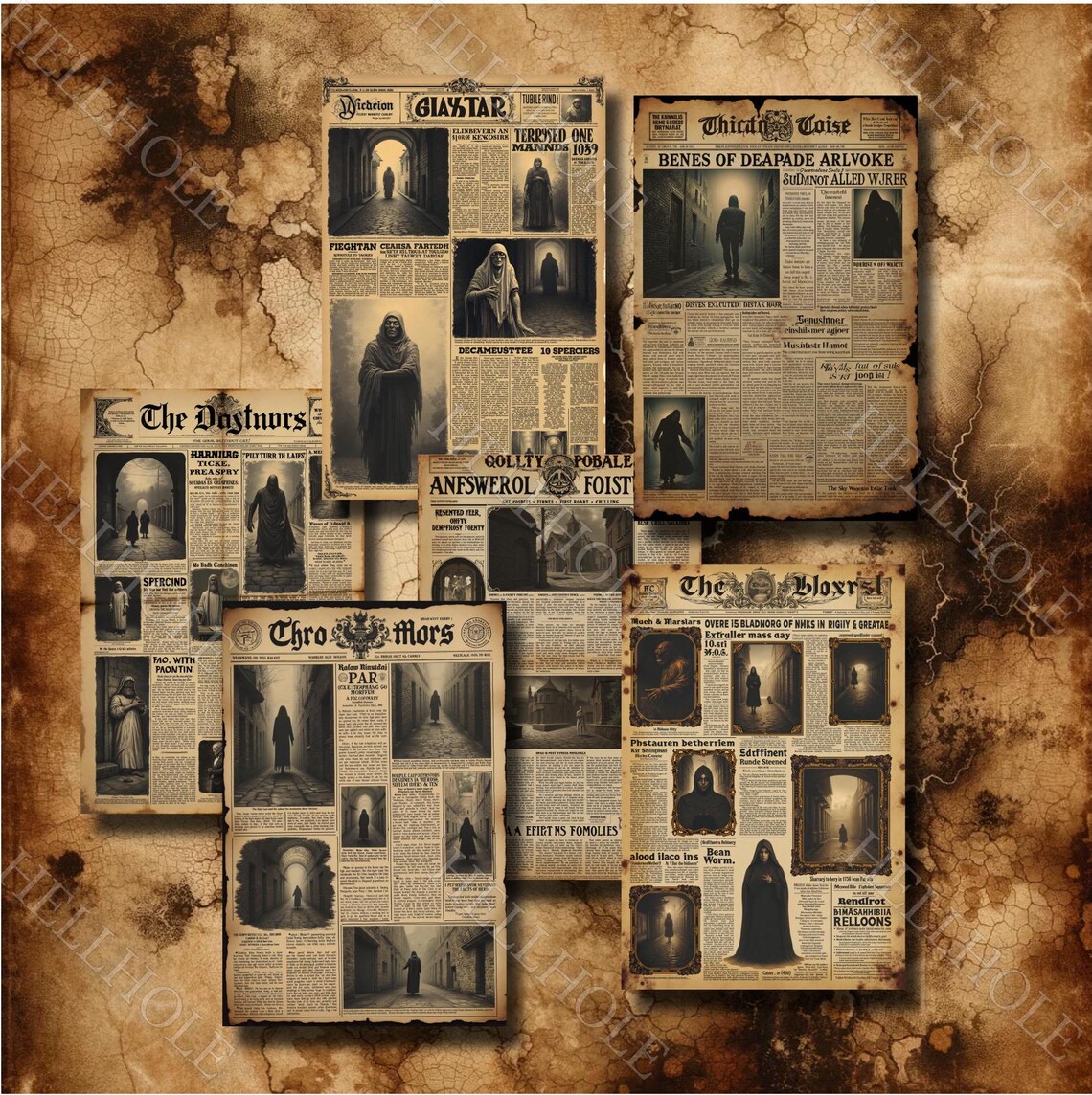 Victorian Gothic Newspaper Pack: 50 Sinister Pages (digital Download ...