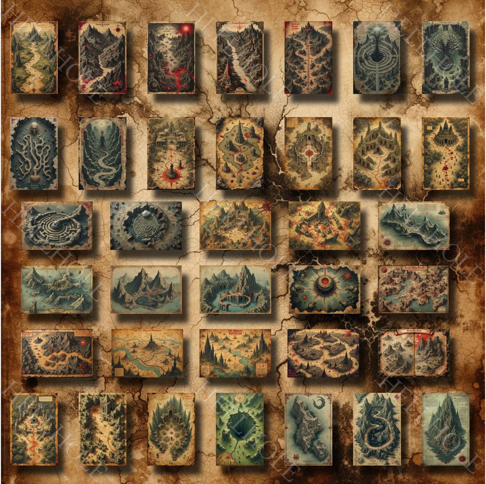 50 Fantasy Cartography Maps: Mysterious Realms, Desolate Lands (digital ...