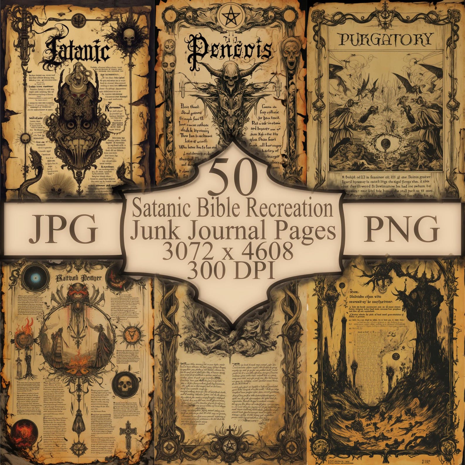 Satanic Bible Art: 50 Sinister Illustrations for Gothic Journals ...