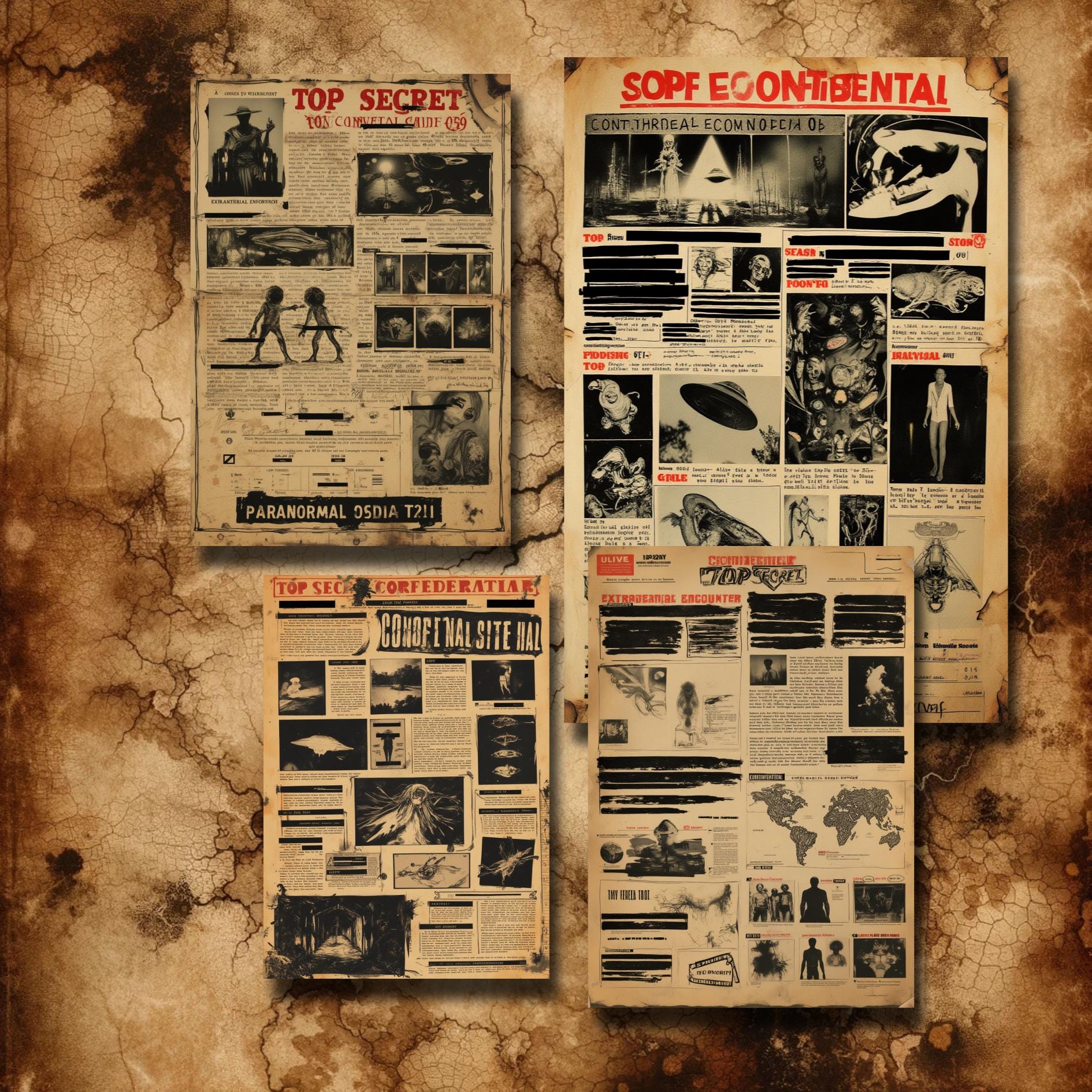 Top Secret Document Art Pack: 50 Classified Designs for Mystery Crafts ...
