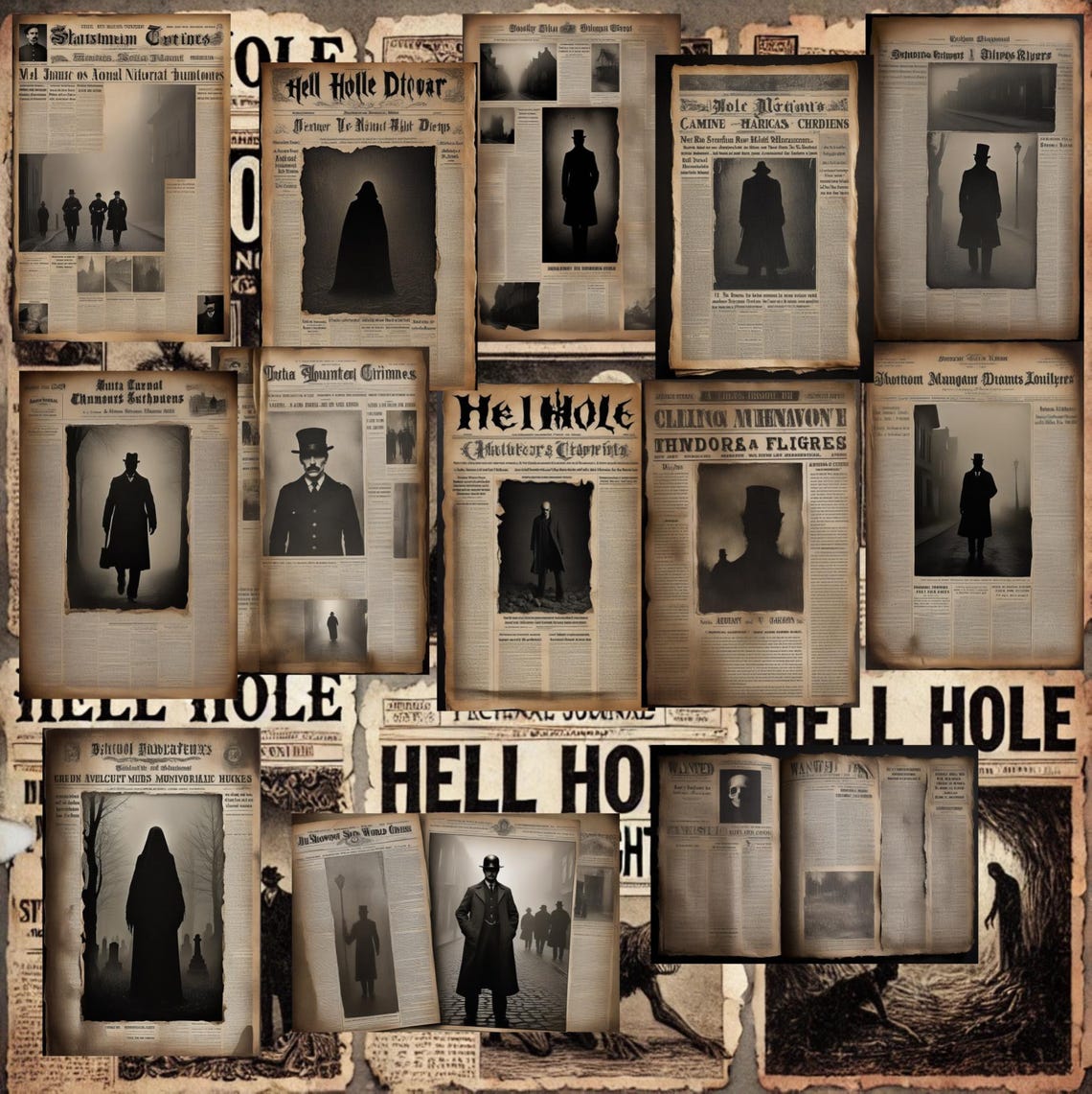 Printable Horror Newspaper Clippings Vintage Ephemera Digital Download ...