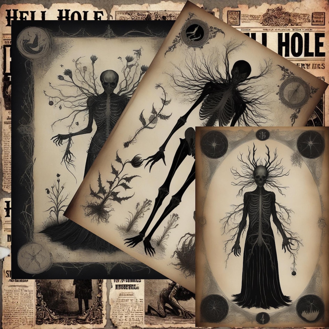 Dark Horror Junk Journal Printables: Gothic Eerie Symbols (digital ...
