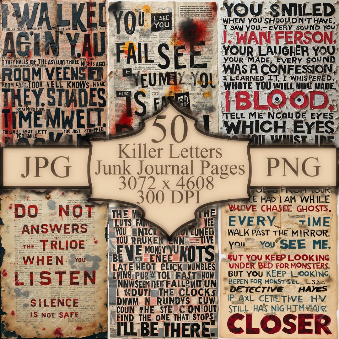 Serial Killer Letter Pages. 50 Printable Murderer Notes, Horror ...
