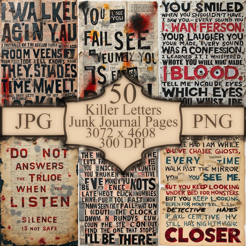 Serial Killer Letter Pages. 50 Printable Murderer Notes, Horror ...