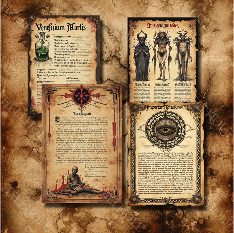 Witch Grimoire Pages (50), Spells, Curses, Demon Invocations, Occult ...