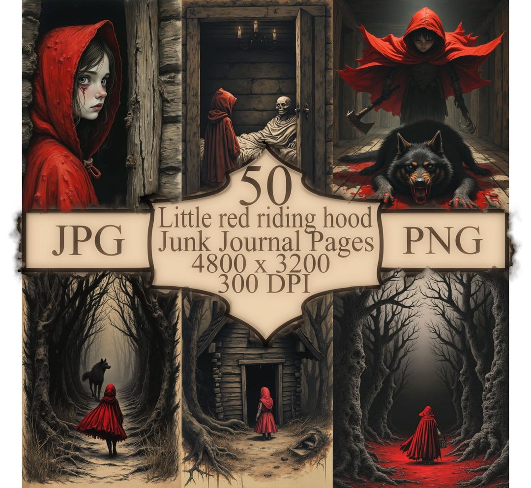 50 Terrifying Red Riding Hood Illustrations: Dark Fantasy Art (digital ...