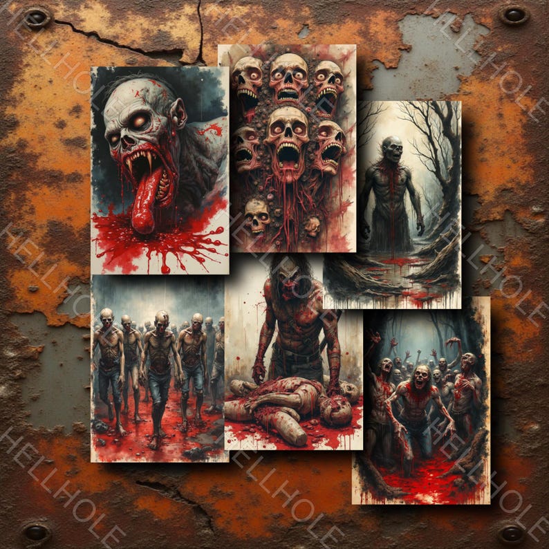 Watercolor Zombie Clipart Bundle: Creepy Horror Ephemera (digital ...