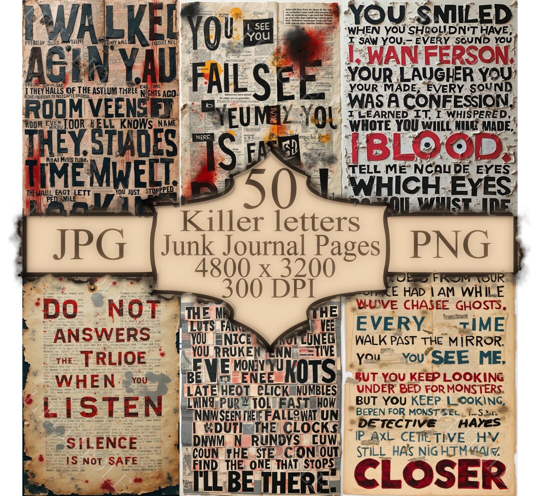 Serial Killer Letter Pages. 50 Printable Murderer Notes, Horror ...