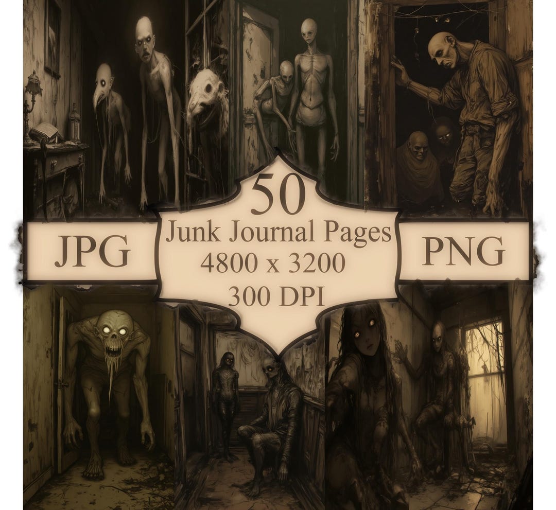 Horror Creature Clipart: 50 Spooky Illustrations for Junk Journals ...