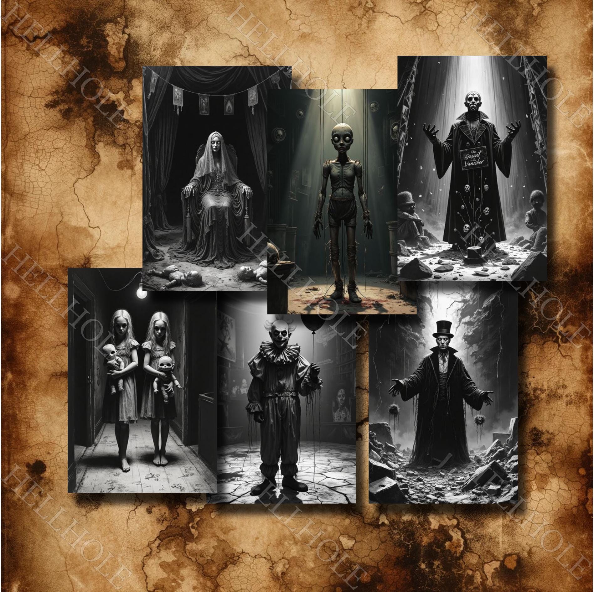 Gothic Horror Illustrations, Dark Art Clipart PNG Bundle (digital ...
