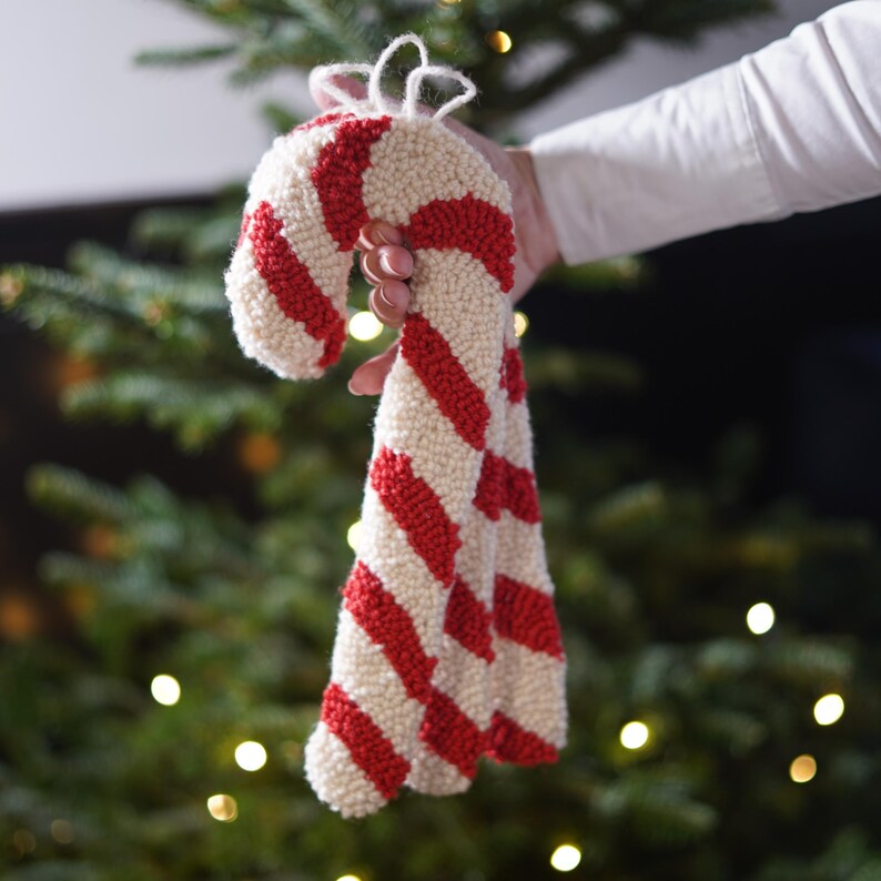 Hand-tufted Christmas Candy Cane Decor, Peppermint Christmas Tree ...
