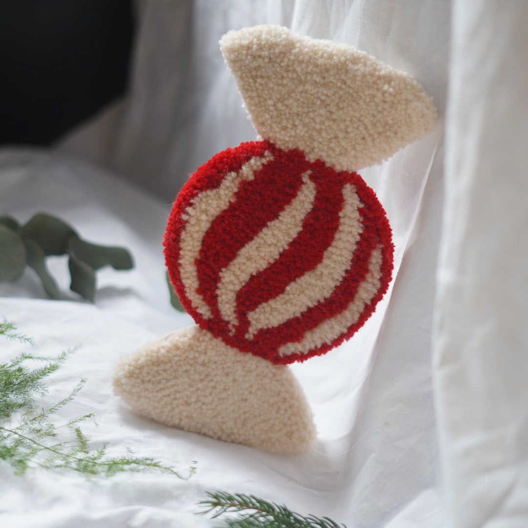 Peppermint Candy Christmas Decor Hand-tufted Christmas Wool Ornament X ...