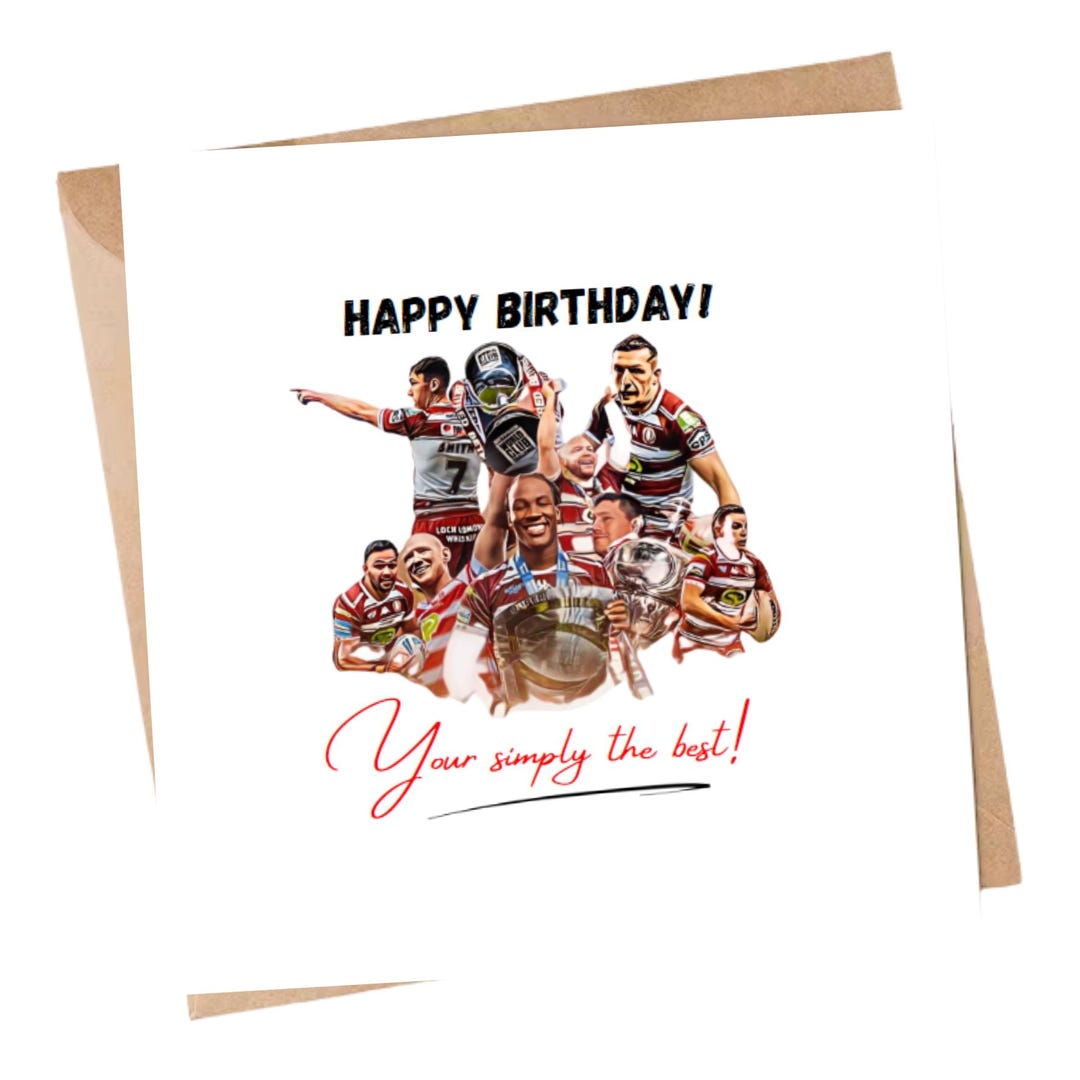Wigan Warriors Birthday Card, Wigan Card, Wigan Rugby Card, Rugy Fan ...