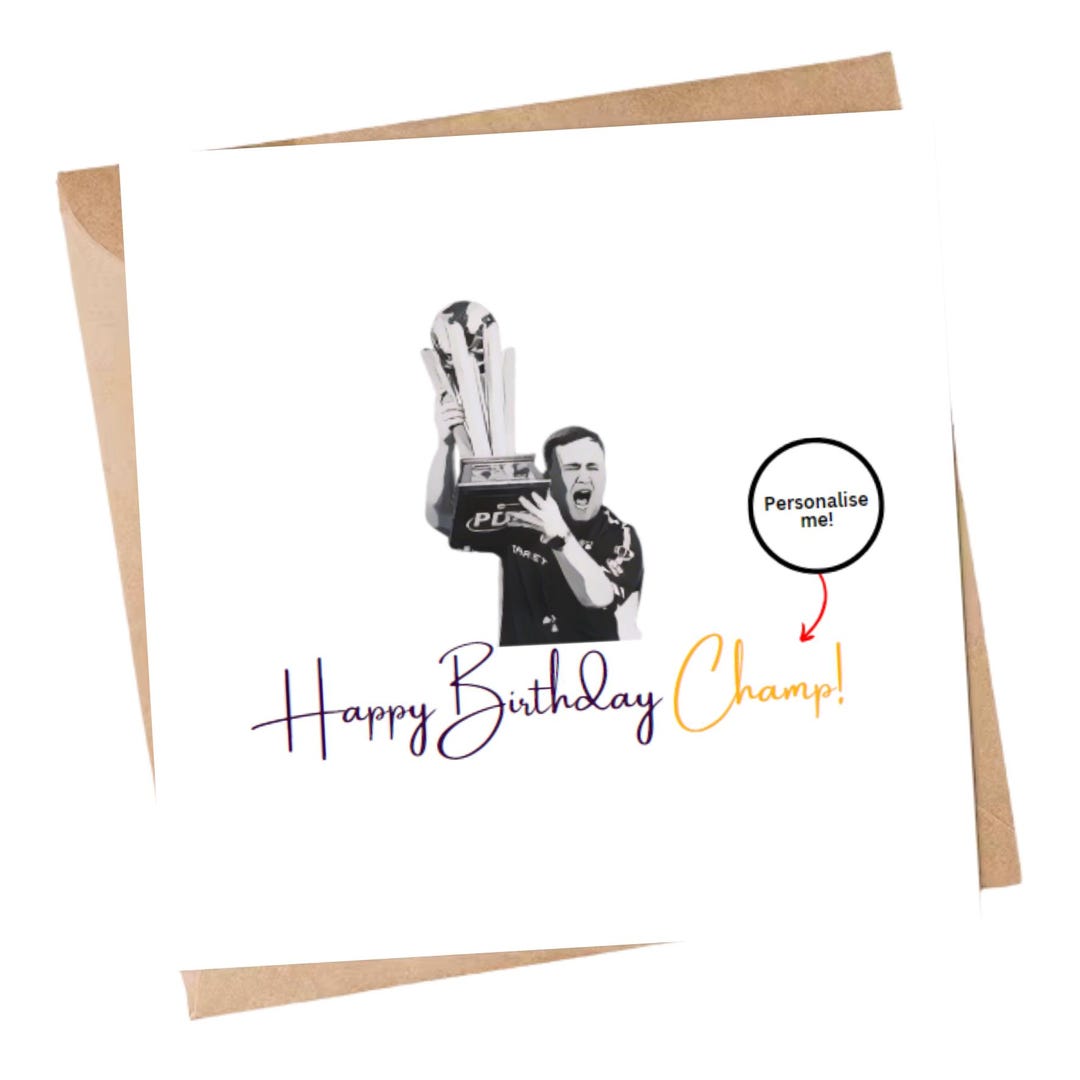 Luke Littler Birthday Card Personalised Darts Card, Champion Littler ...