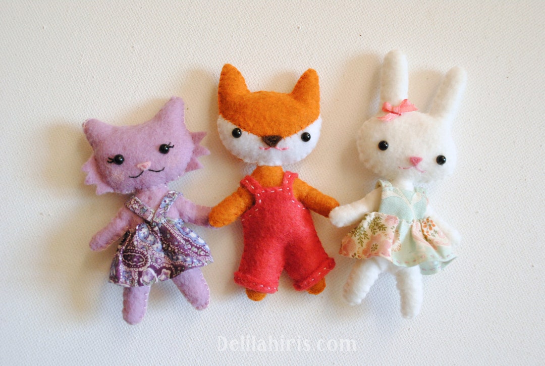 Felt Animal Doll Sewing Patterns * PDF Pattern DIY Kawaii Dollhouse ...