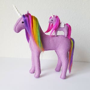 Stuffed Unicorn Sewing Patterns for Momma and Baby Set DIY Felt Animals ...