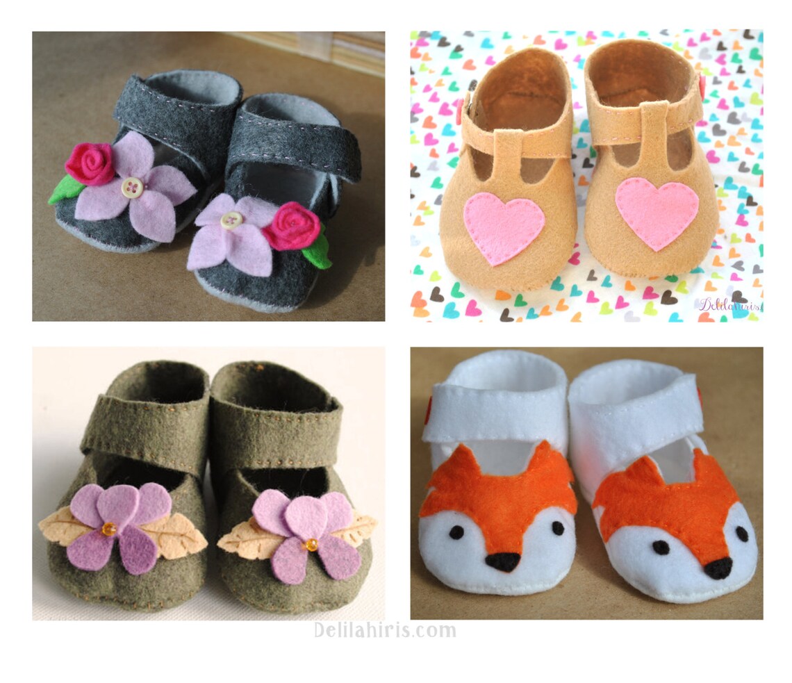 Felt Baby Shoe Pattern Bundle 4 Sets of Mary Jane Baby - Etsy