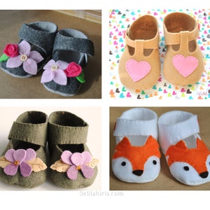 Felt Baby Shoe Pattern Bundle { 4 Sets of Mary Jane Baby Shoes ...
