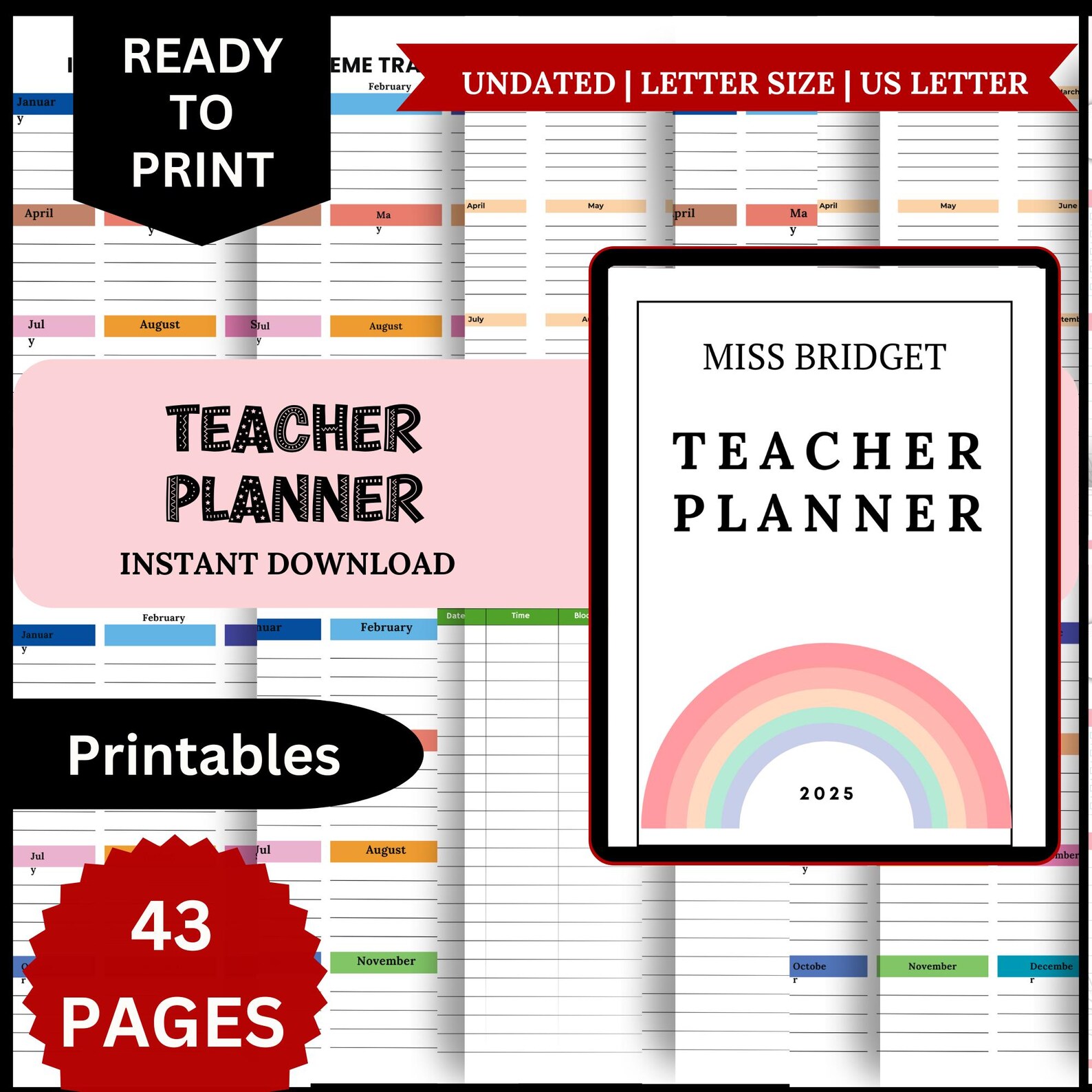 Personalised Teacher Planner, Diary, Lesson Planner, Academic Planner ...