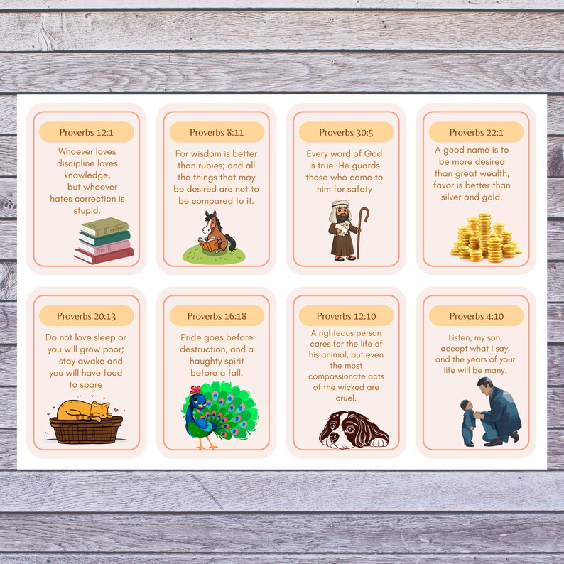 Children Bible Proverbs Cards L Kids Bible Verse Flashcards L 24 ...