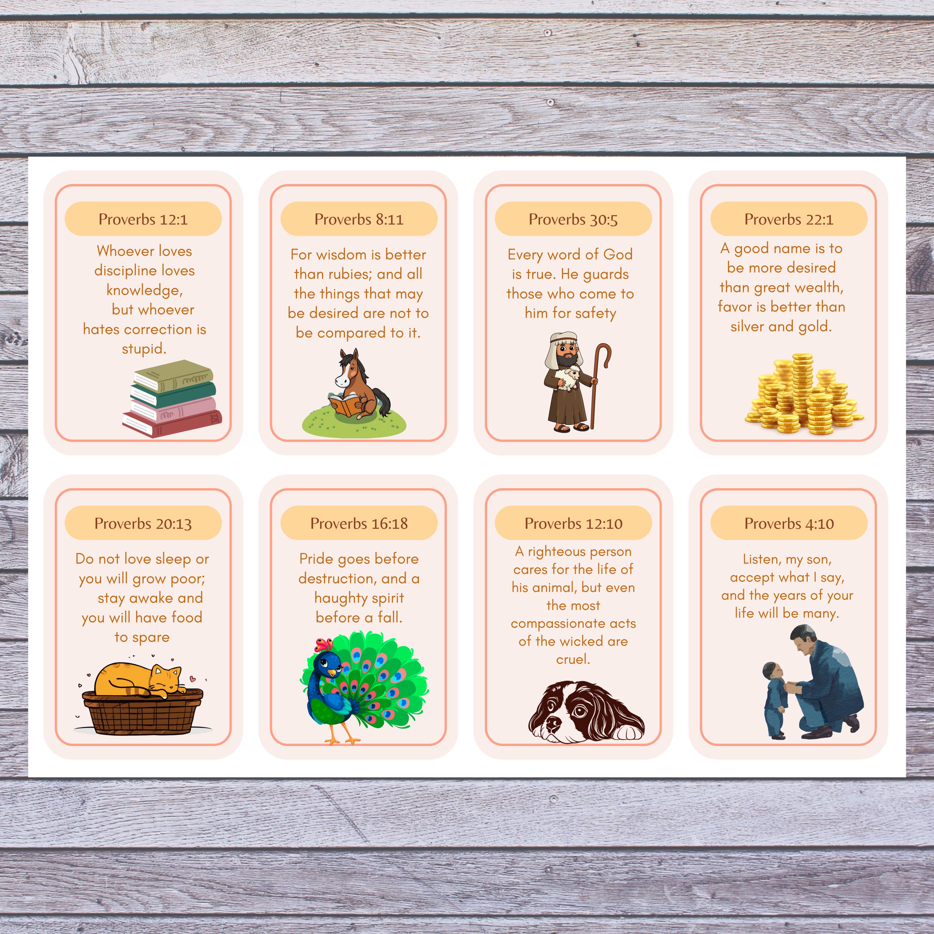 Children Bible Proverbs Cards L Kids Bible Verse Flashcards L 24 ...