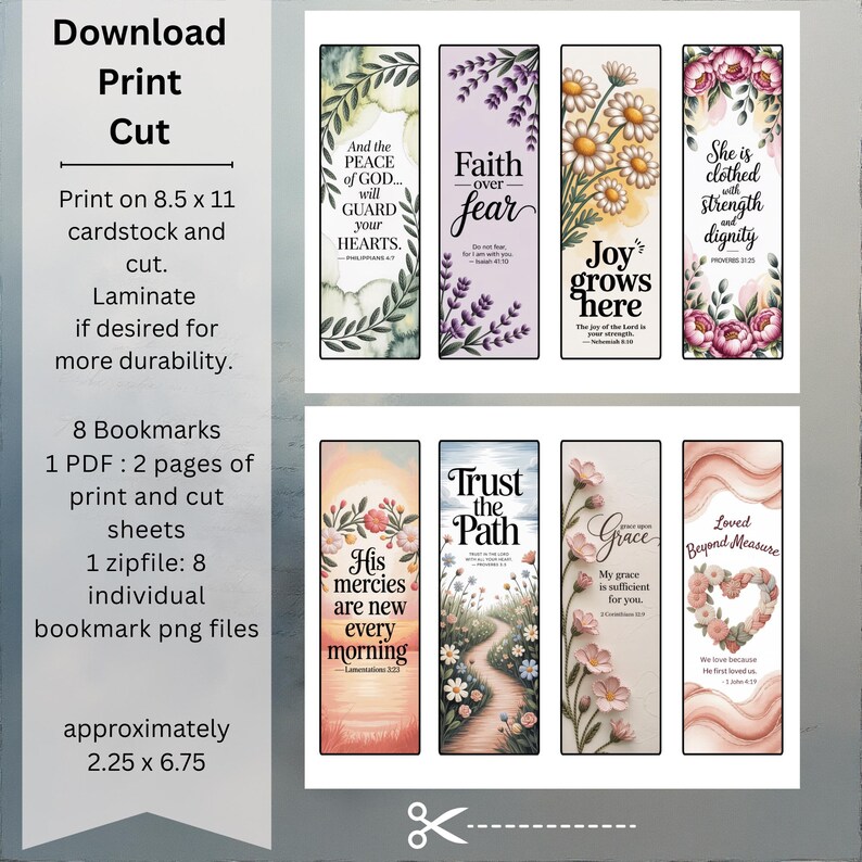 Bible Verse Floral Bookmarks Printable | Christian Scripture Bookmarks ...