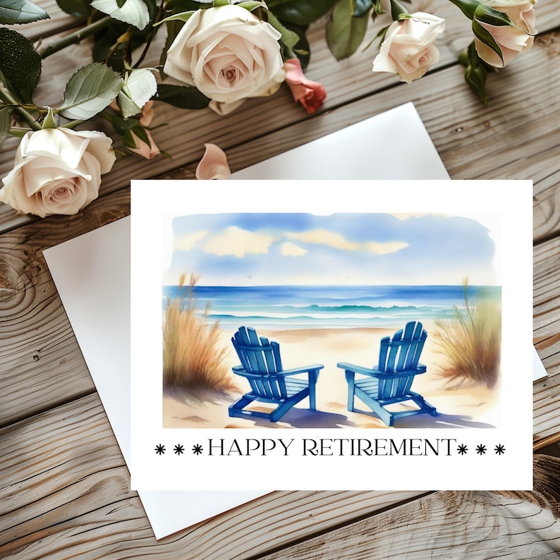 Retirement Card | Printable Beach Congratulations Card | 7x5 Digital ...