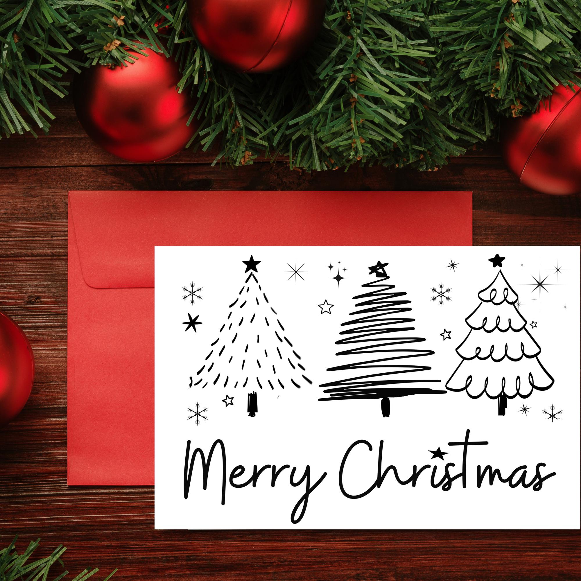 Christmas Postcard Template, Printable Template, Minimalist Holiday ...