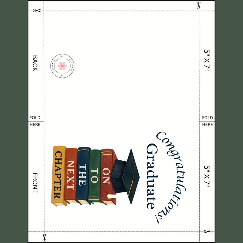 Graduation Card Printable, Stacked Books & Mortarboard (PDF), "on to ...