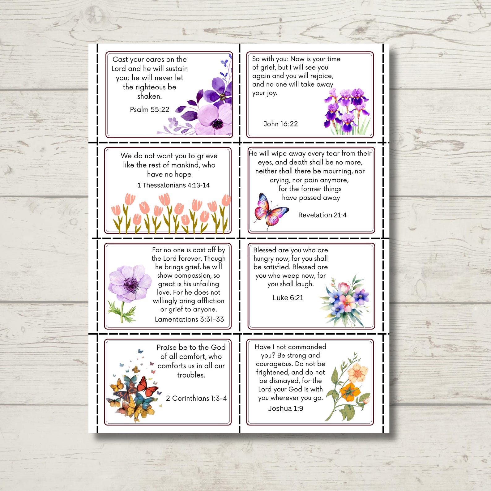 Bible Verse Cards PDF for Loss & Grief, Encouragement in Times of Loss ...