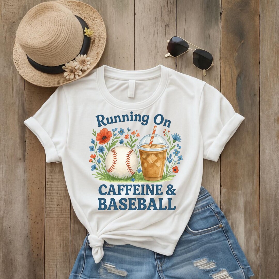 Baseball Sublimation Design PNG Floral & Coffee Art for Baseball Moms ...