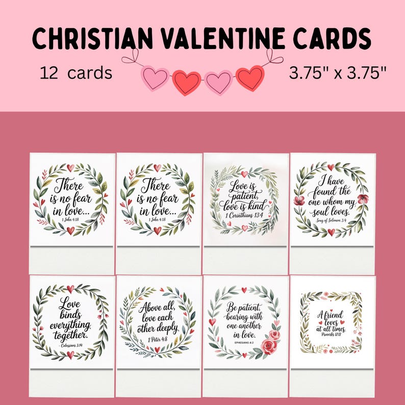 Christian Valentine Scripture Cards | Floral Bible Verse Valentines ...