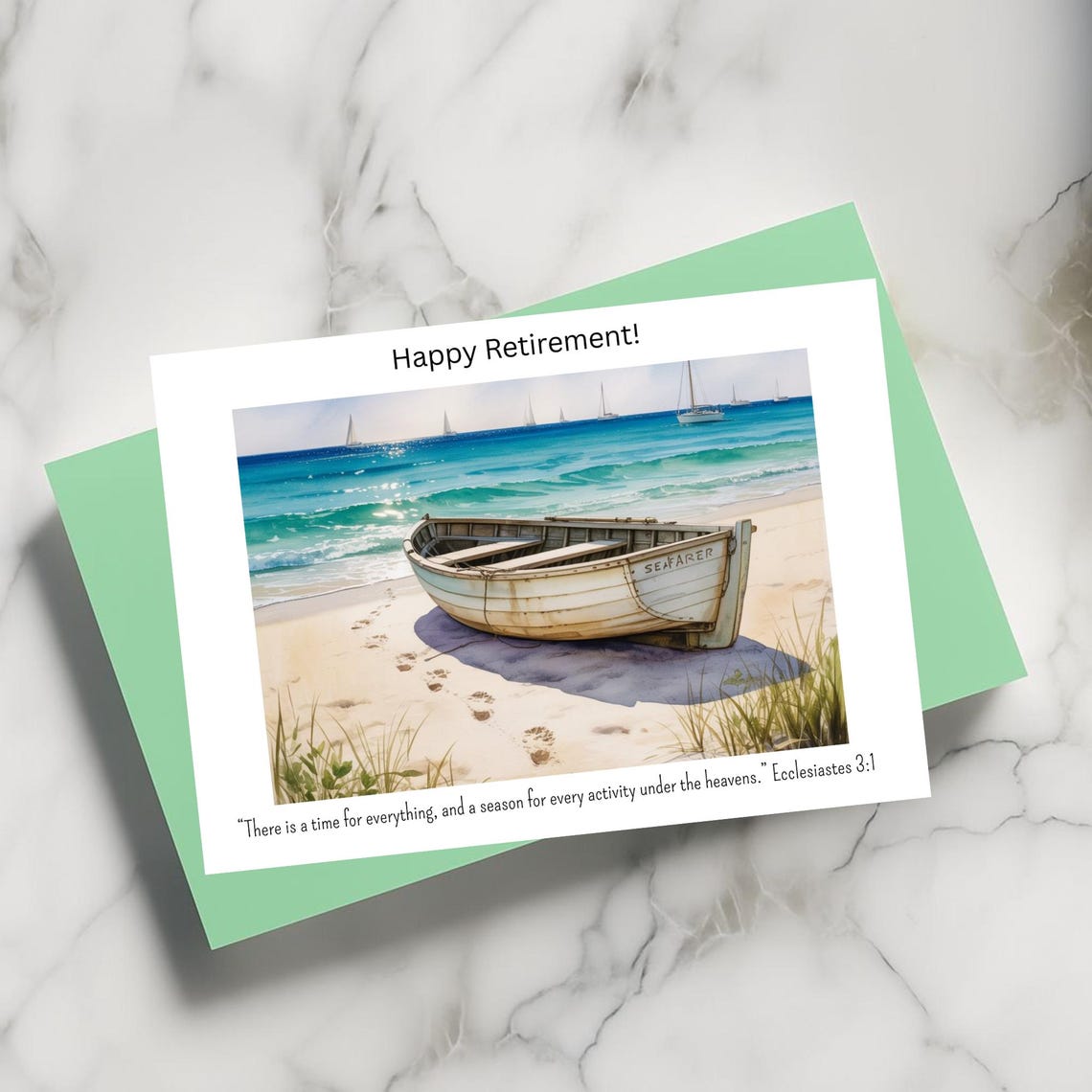 Rowboat Ocean Retirement Card With Bible Verse (PDF Printable) - Etsy