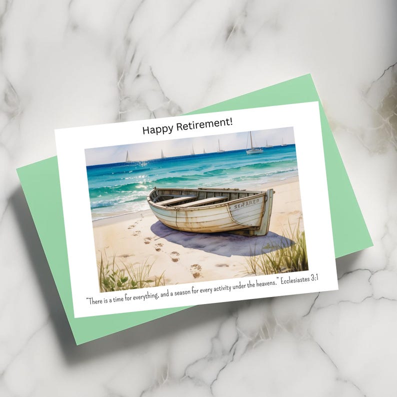 Rowboat Ocean Retirement Card With Bible Verse (PDF Printable) - Etsy