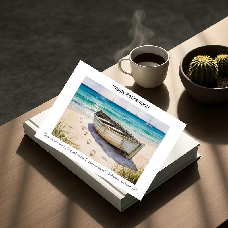 Rowboat Ocean Retirement Card With Bible Verse (PDF Printable) - Etsy