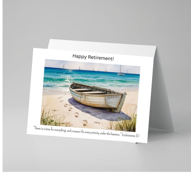 Rowboat Ocean Retirement Card With Bible Verse (PDF Printable) - Etsy