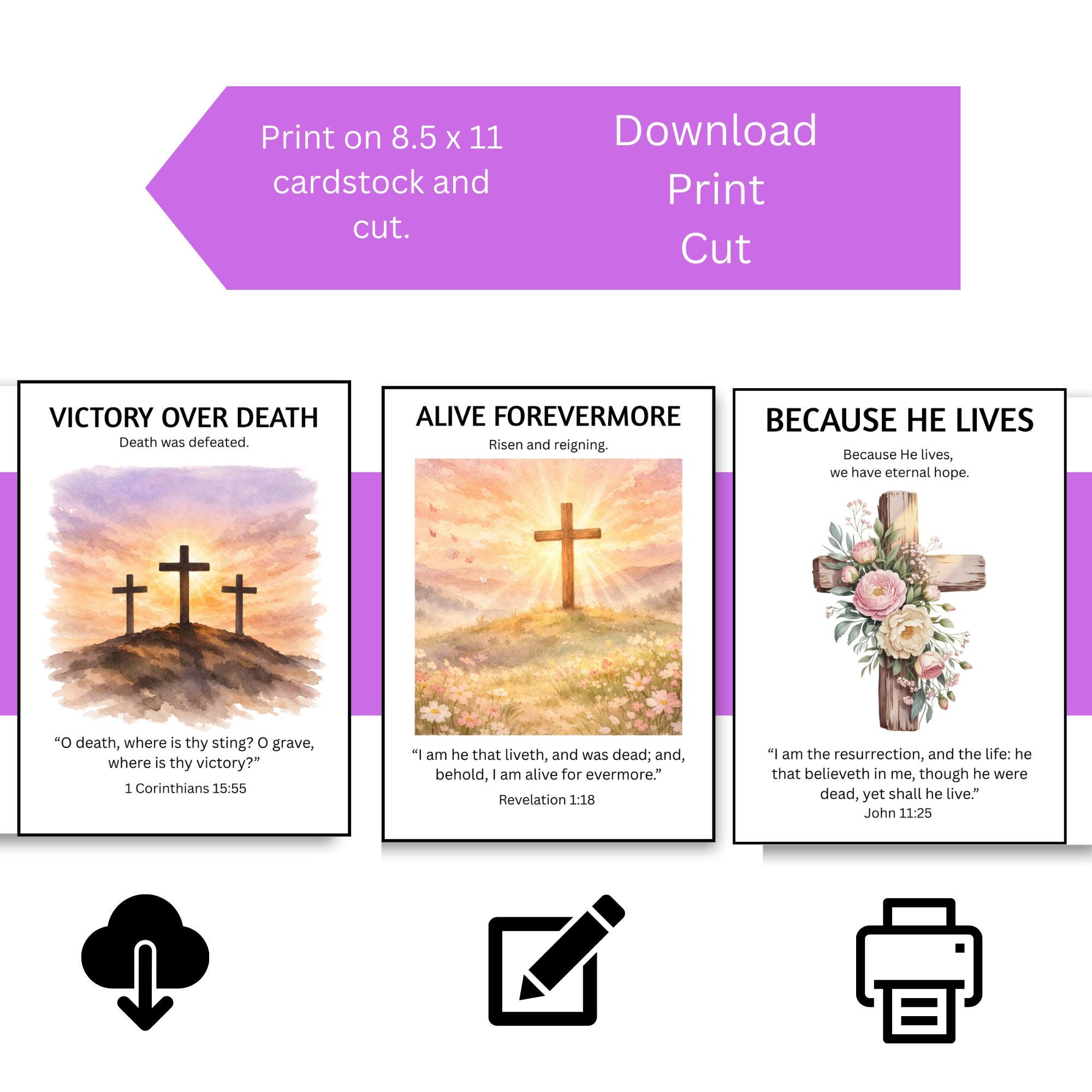 Christian Easter Scripture Cards Printable L 8 Resurrection Cards ...