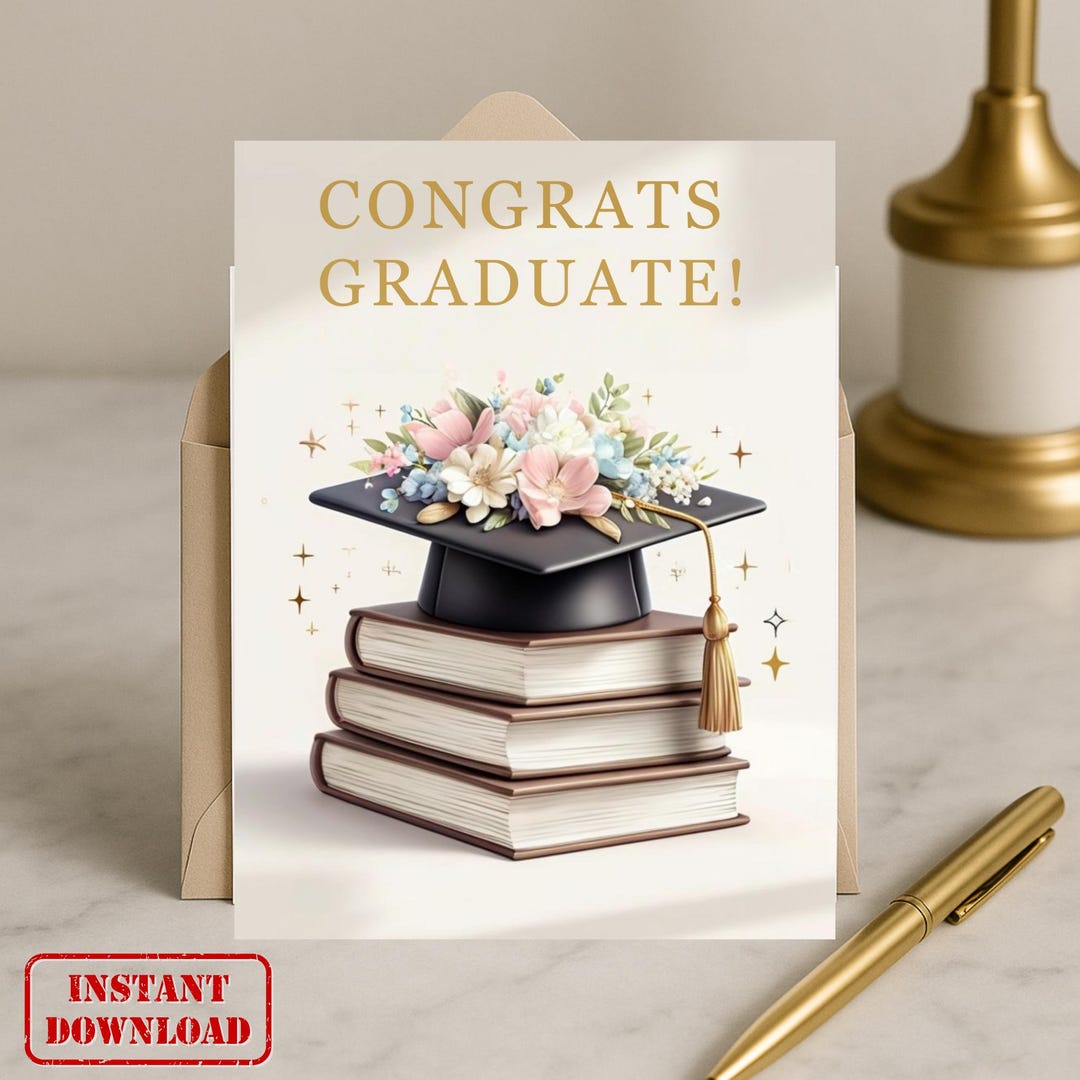 Floral Mortarboard Graduation Card, Printable Gift (digital Download ...