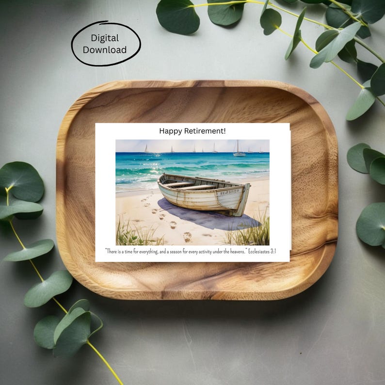Rowboat Ocean Retirement Card With Bible Verse (PDF Printable) - Etsy
