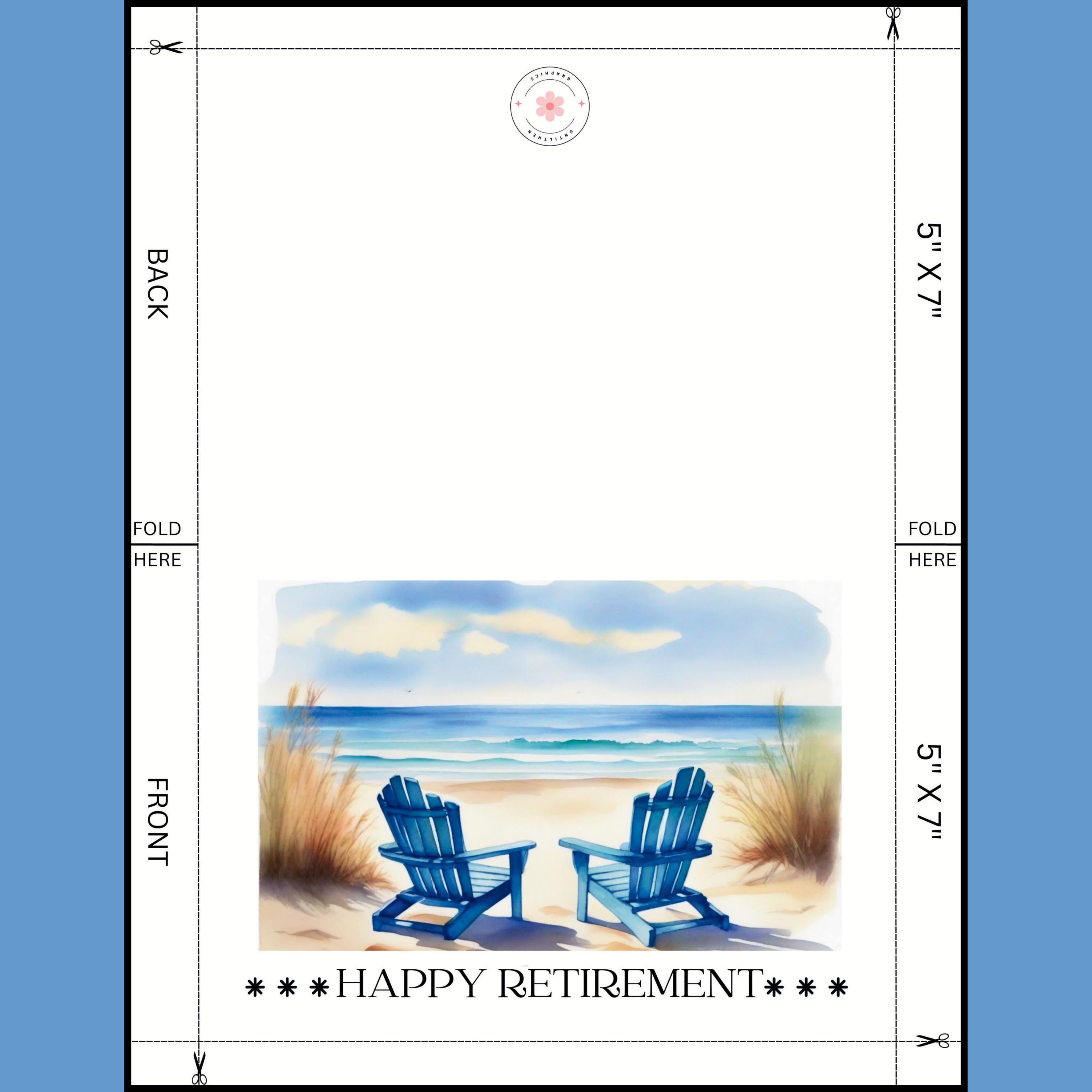 Retirement Card | Printable Beach Congratulations Card | 7x5 Digital ...