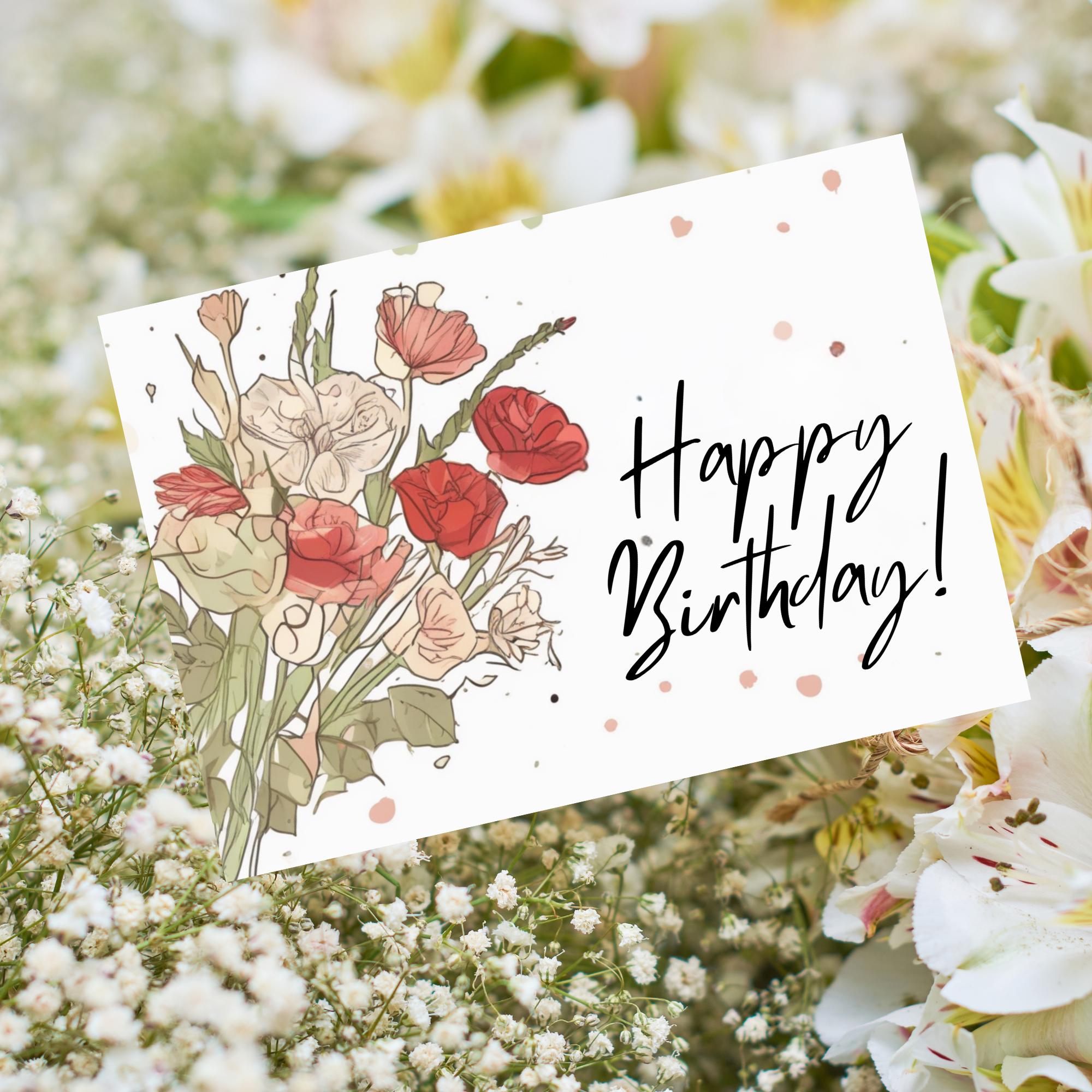 Birthday Card - Cute Pastel Flower Printable Greetings Card, Perfect ...