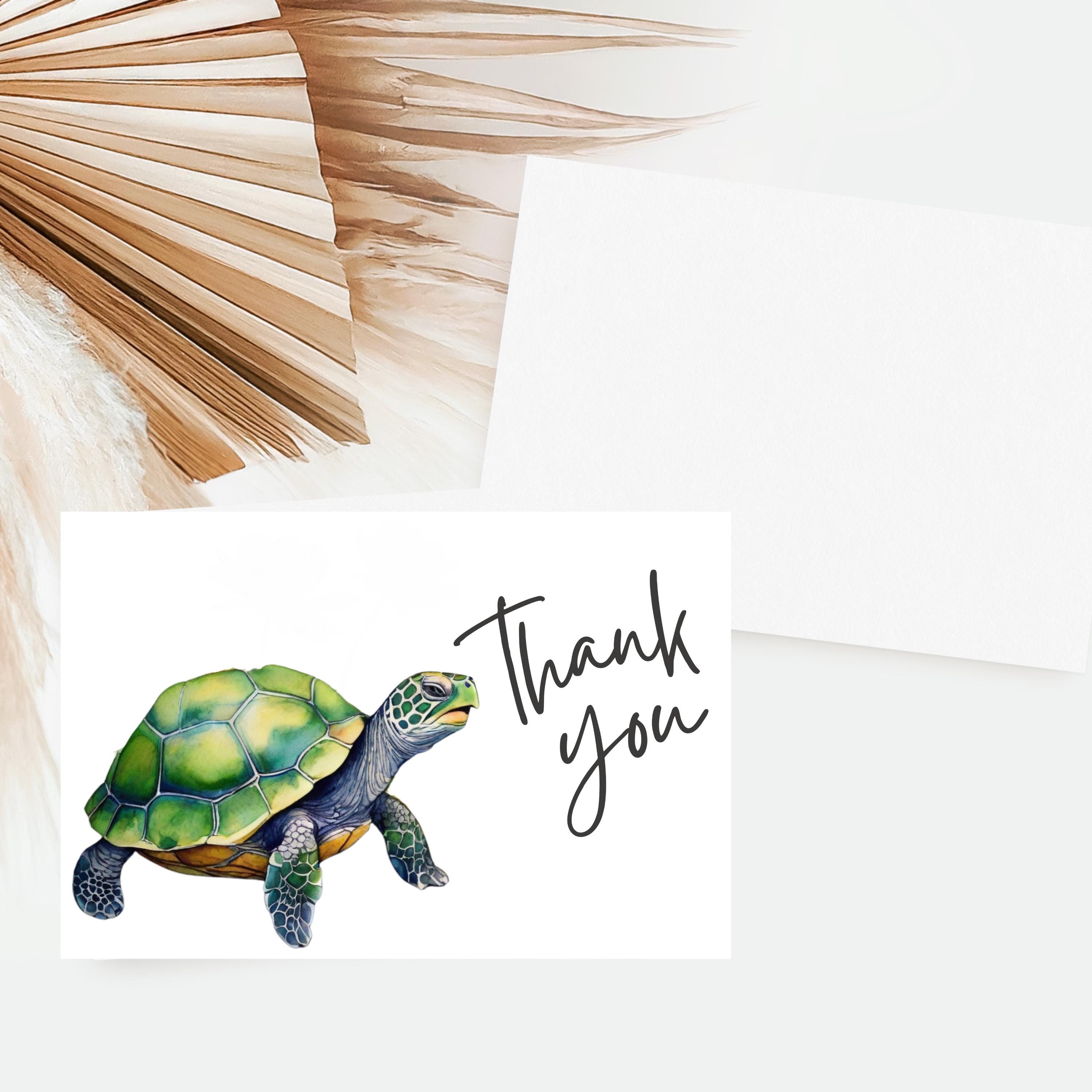 Turtle Thank You Card, Minimalist Animal Note (digital Download) - Etsy