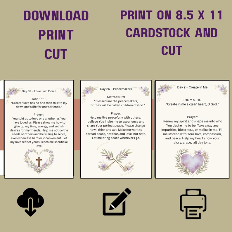 40 Days of Lent Prayer Cards | Botanical Devotional, Scripture Study ...