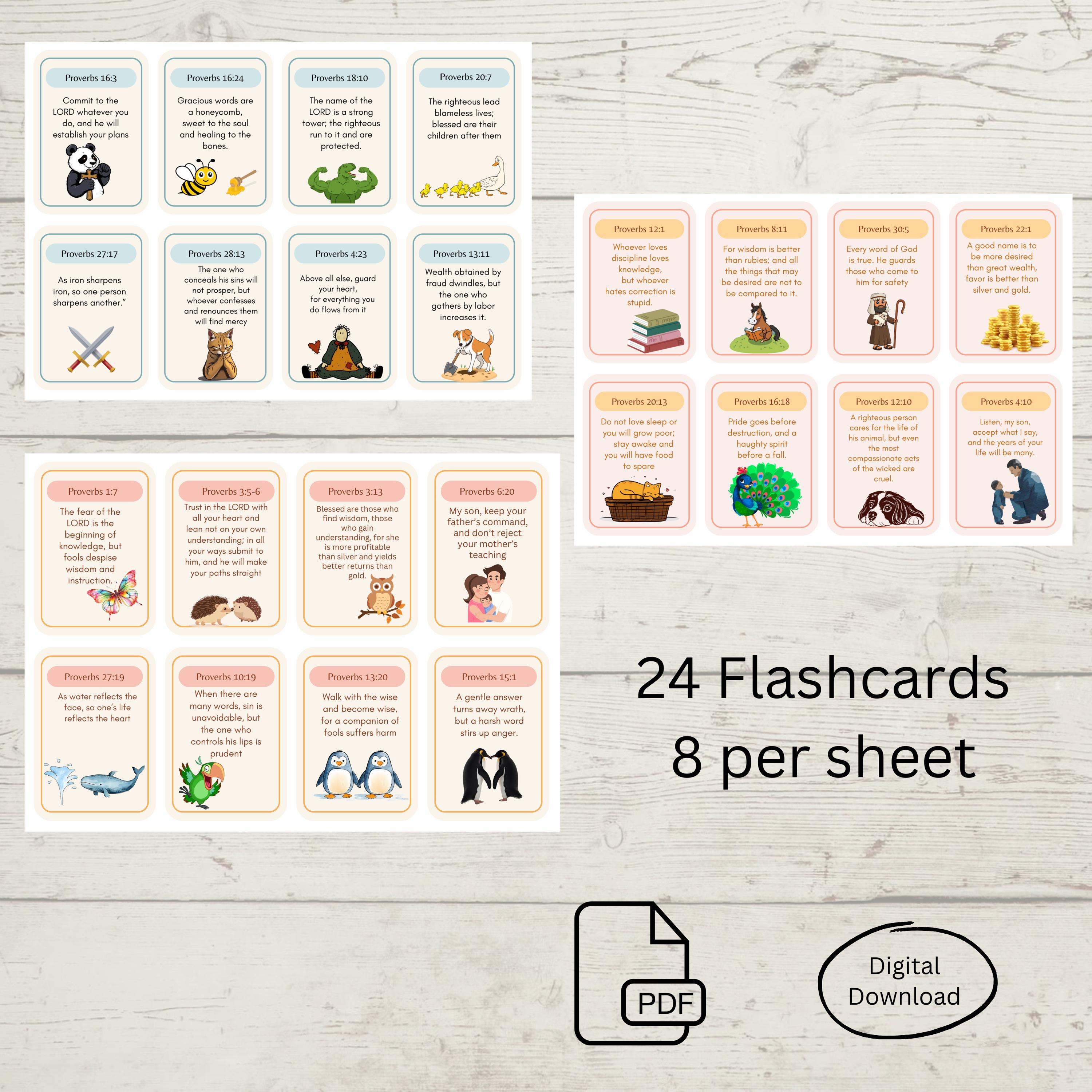 Children Bible Proverbs Cards L Kids Bible Verse Flashcards L 24 ...
